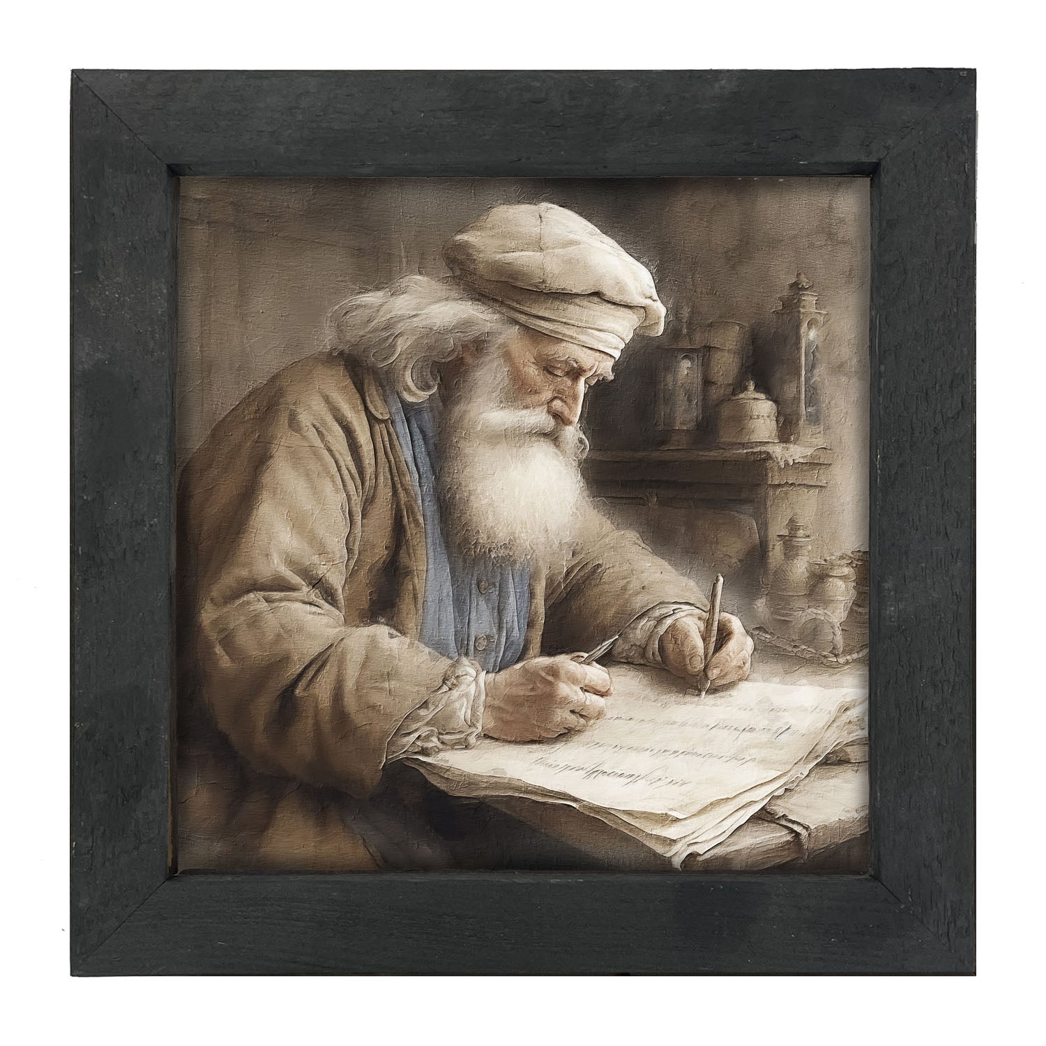 Santa Checking his List - Framed art