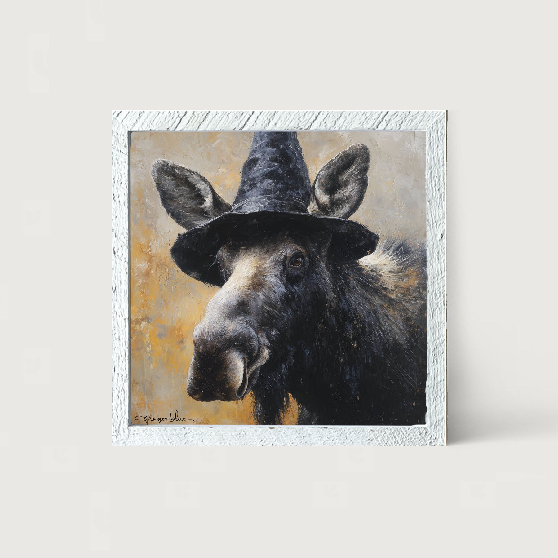 Witch Hat Moose - Framed Art