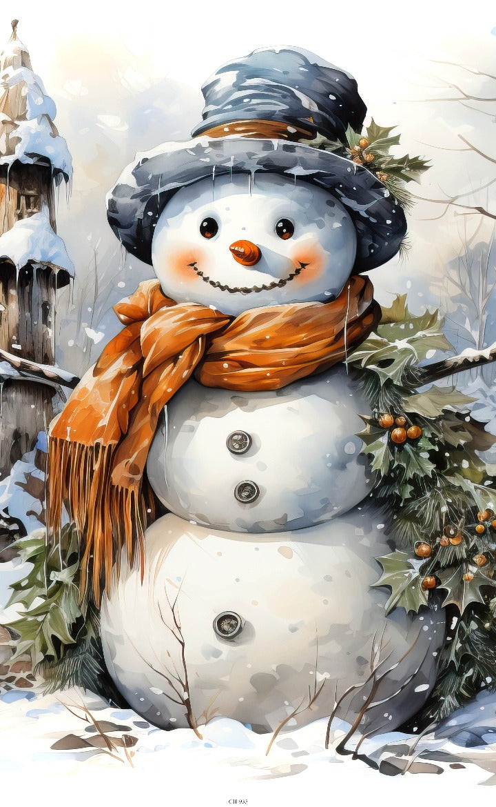 Snowman with Holly