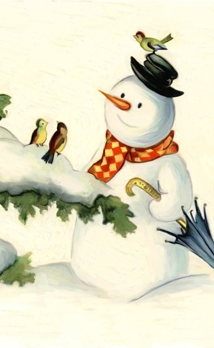 Snowman with birds