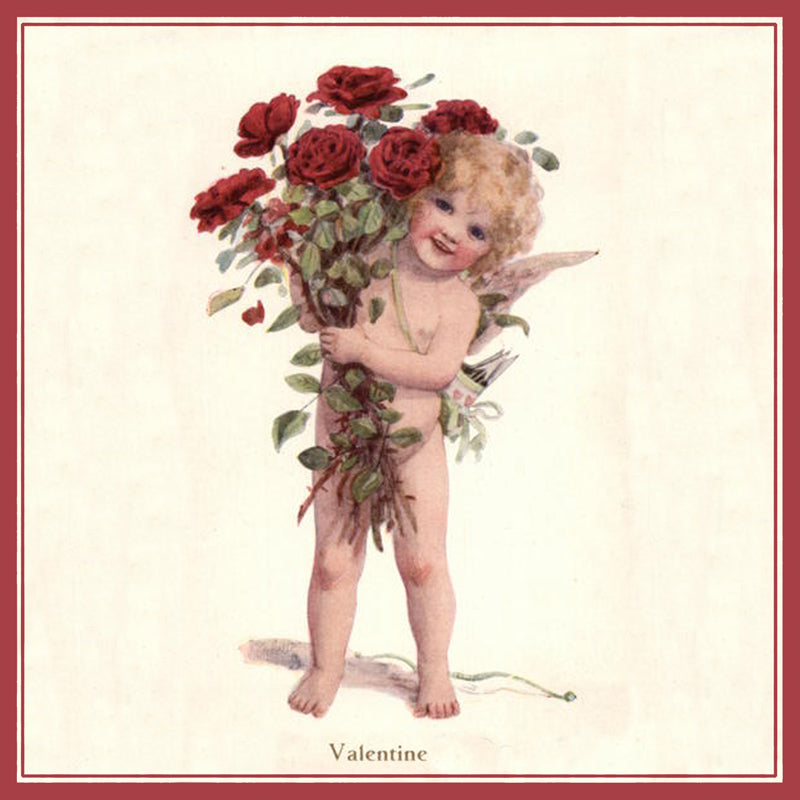 Cupid Valentine Red Roses | Postcard | Magnet Art | Ginger Blue Decor